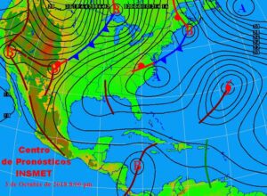 La representación de las condiciones climáticas en un mapa meteorológico